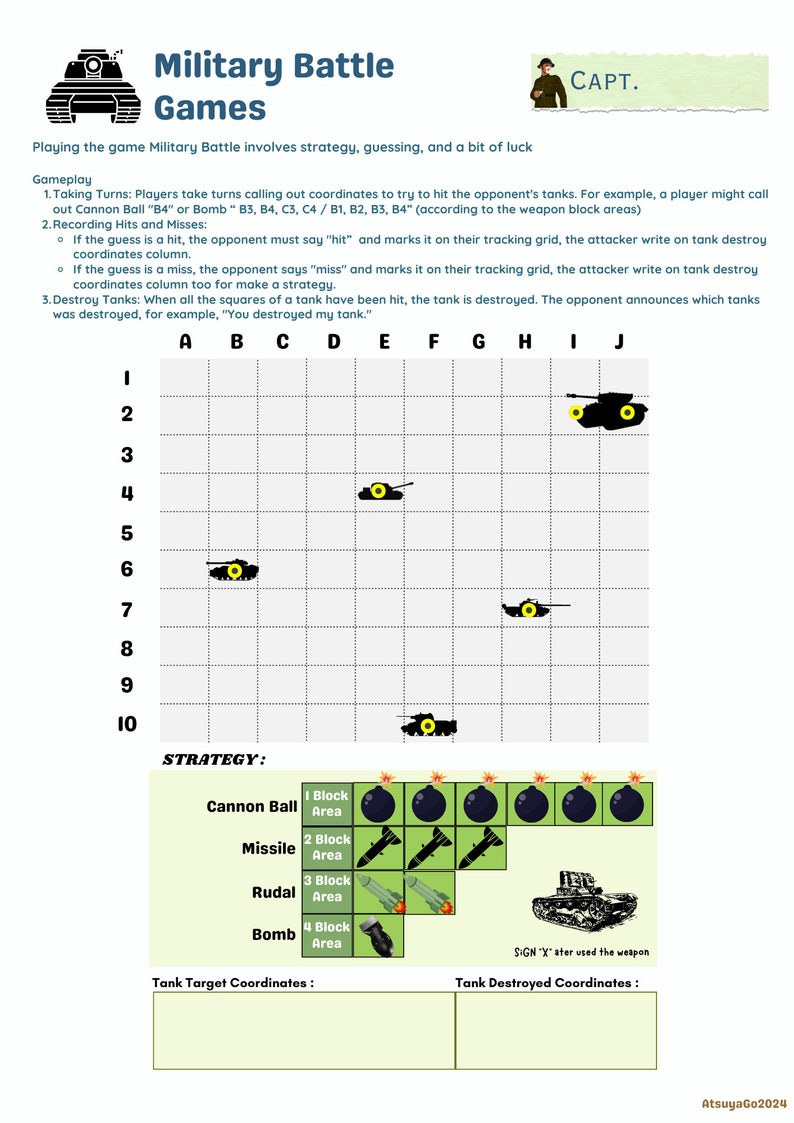 Printable Military Battle Games for Kids and Adult : Easy to Print and ...