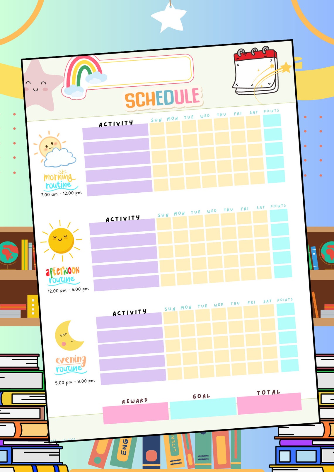 Kids Daily Activity Checklist Schedule Printable, Editable Chores Chart ...