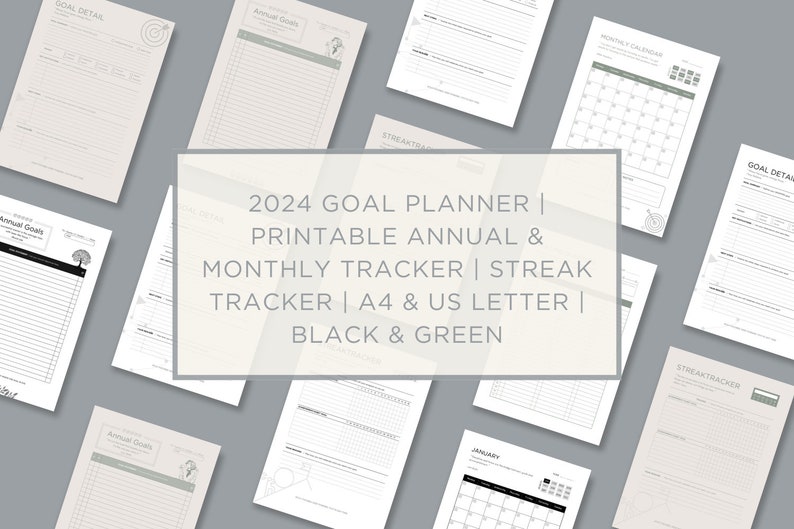2024 Goal Planner, Printable Annual & Monthly Tracker, Streak Tracker ...