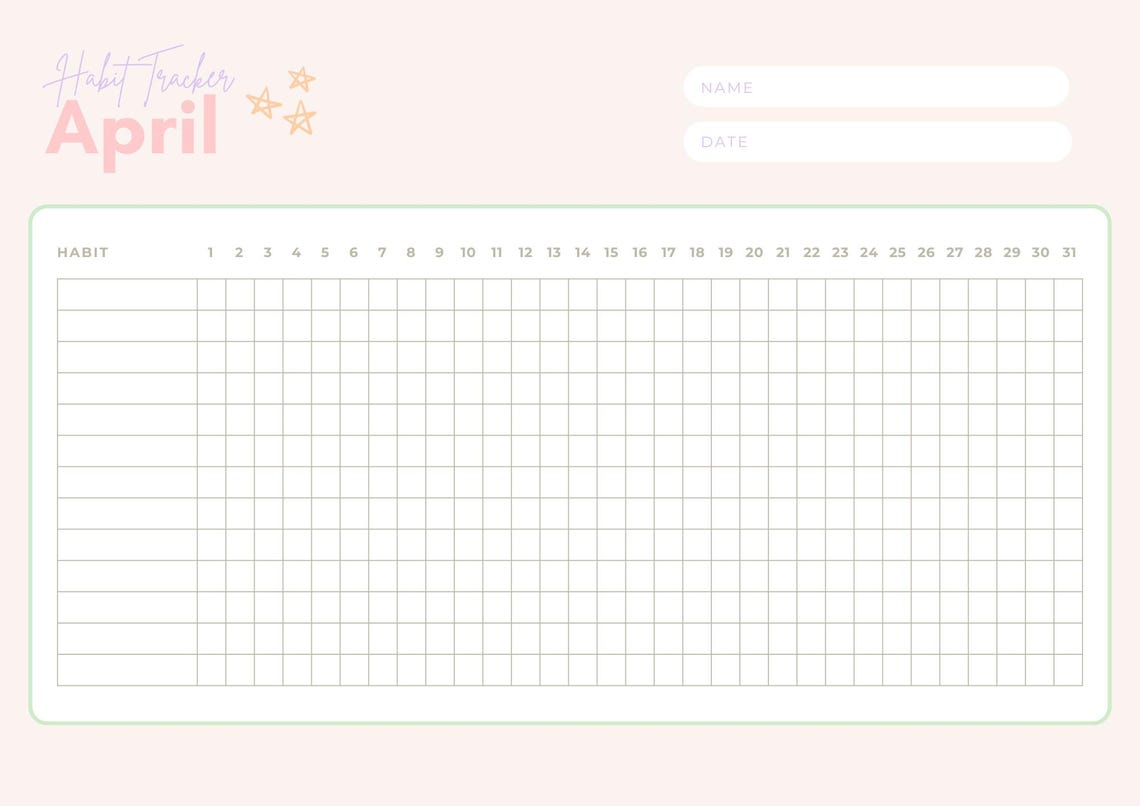 Digital & Printable Habit Tracker Undated Monthly Tracker Cute Designs ...