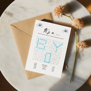 It's a Boy Gender Reveal Announcement Word Search Puzzle Guessing Party ...