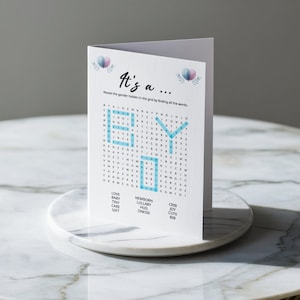 It's a Boy Gender Reveal Announcement Word Search Puzzle Guessing Party ...
