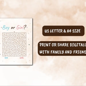 Printable Boy or Girl Gender Reveal Announcement Maze, Labyrinth PDF - Etsy