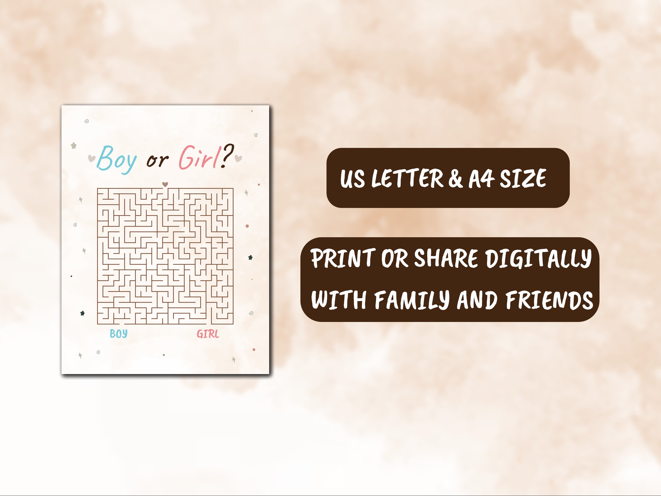 Printable Boy or Girl Gender Reveal Announcement Maze, Labyrinth PDF - Etsy