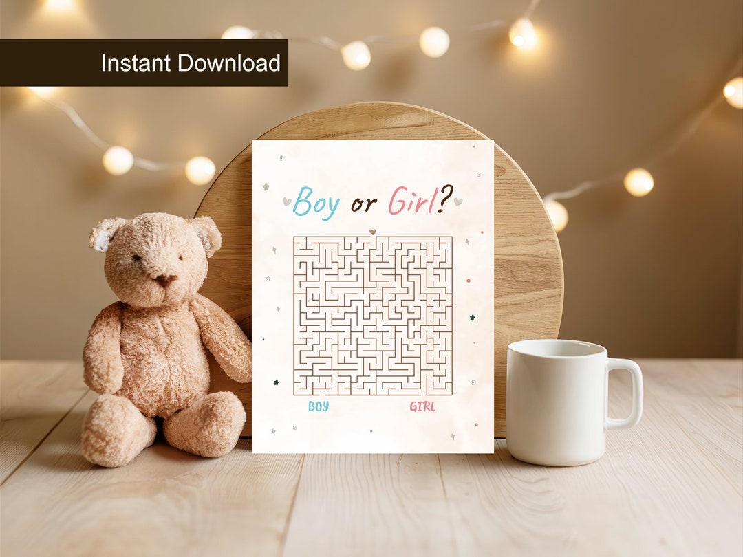 Printable Boy or Girl Gender Reveal Announcement Maze, Labyrinth PDF - Etsy