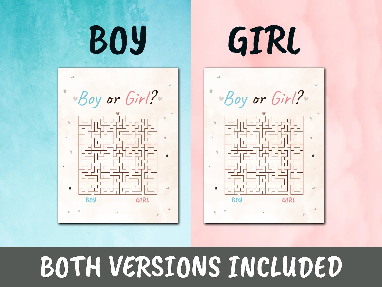 Printable Boy or Girl Gender Reveal Announcement Maze, Labyrinth PDF - Etsy