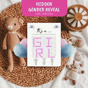 It's a Girl Gender Reveal Announcement Word Search Puzzle, Guessing ...