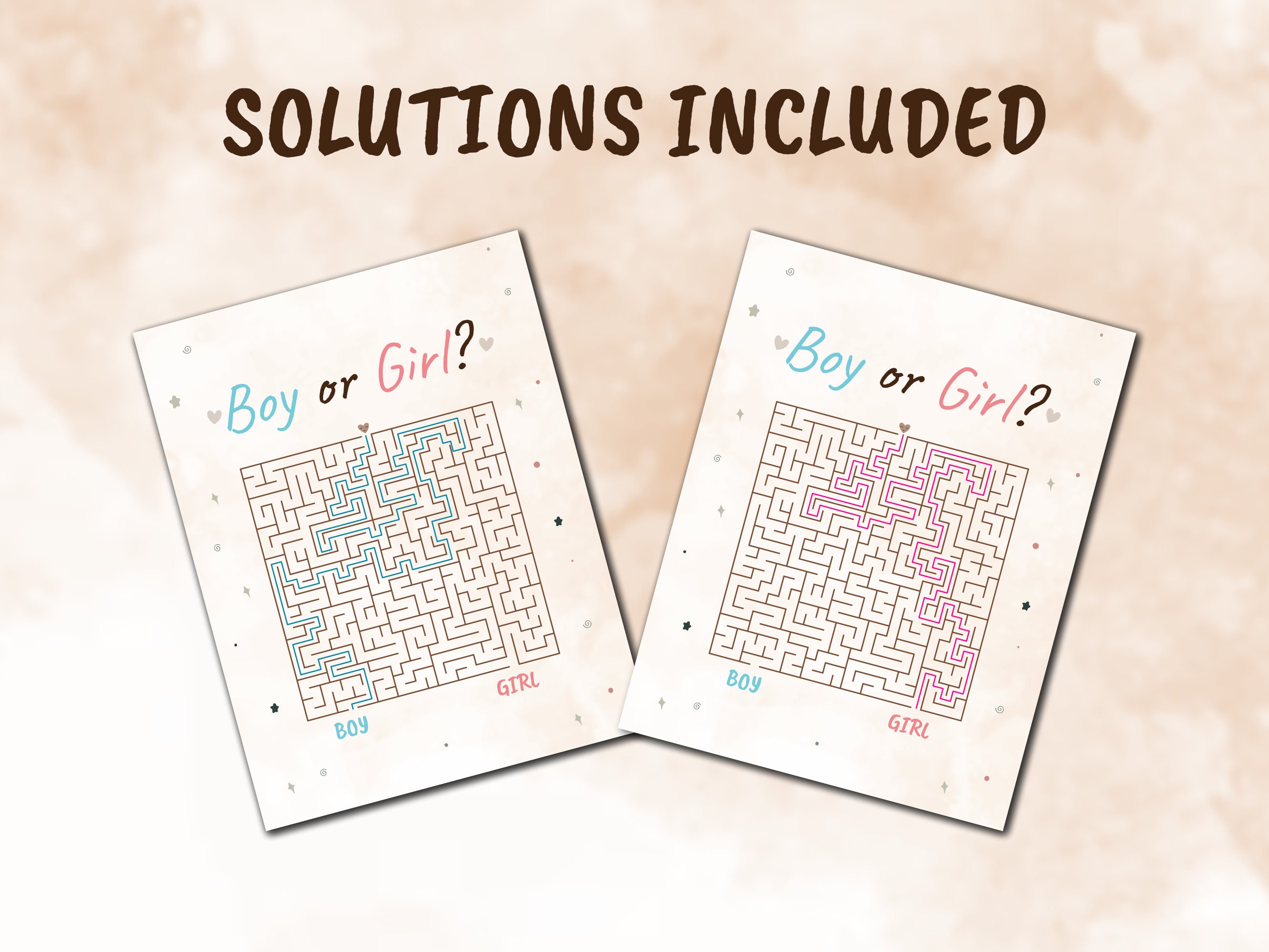 Printable Boy or Girl Gender Reveal Announcement Maze, Labyrinth PDF - Etsy