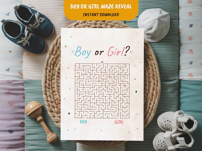 Printable Boy or Girl Gender Reveal Announcement Maze, Labyrinth PDF - Etsy