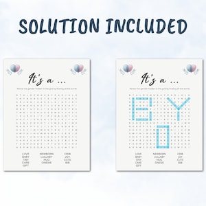 It's a Boy Gender Reveal Announcement Word Search Puzzle Guessing Party ...