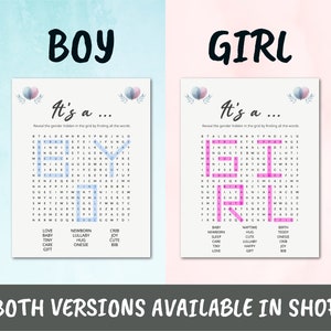 It's a Girl Gender Reveal Announcement Word Search Puzzle, Guessing ...