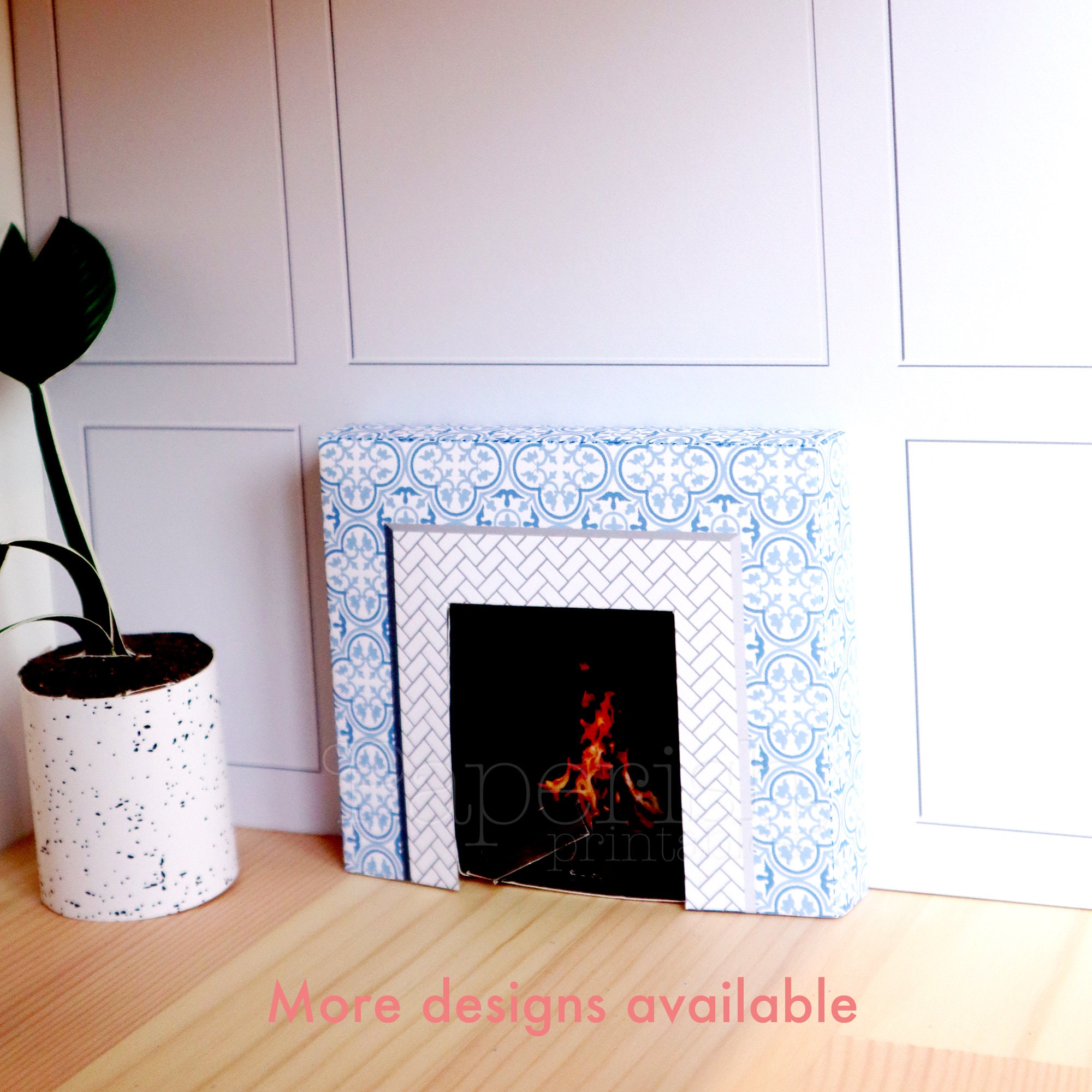 1/12 GREY Dollhouse Fireplace Printable DOWNLOAD Templates Dollhouse ...