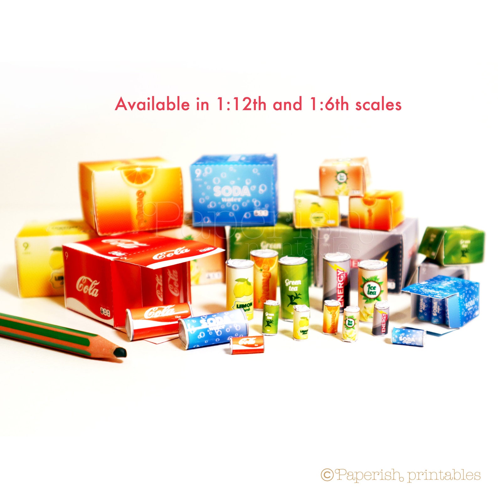1/12 Scale SOFT DRINK Cans Miniature Printables Dolls Food Miniature ...