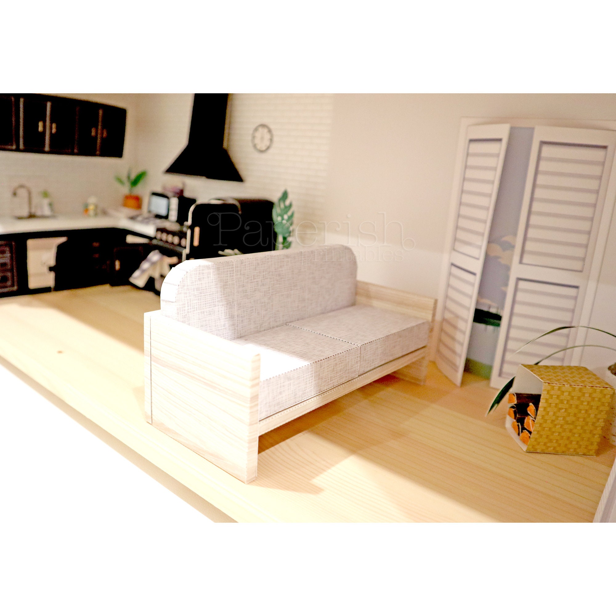 1/12 Grey Sofa Dollhouse DOWNLOAD PRINTABLE Template, Dollhouse ...