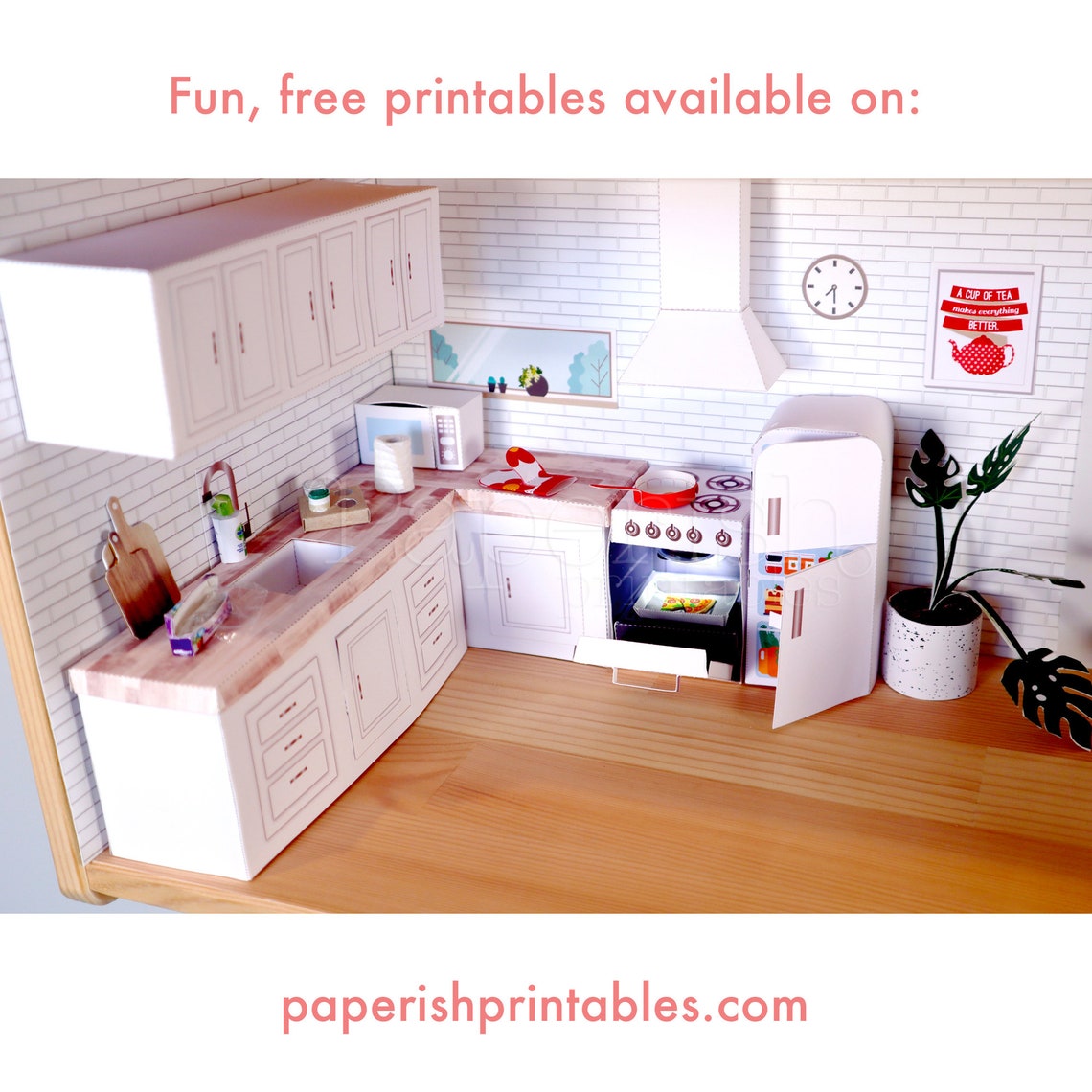 1/12 White PRINTABLE Miniature Kitchen Set Large: Dollhouse - Etsy