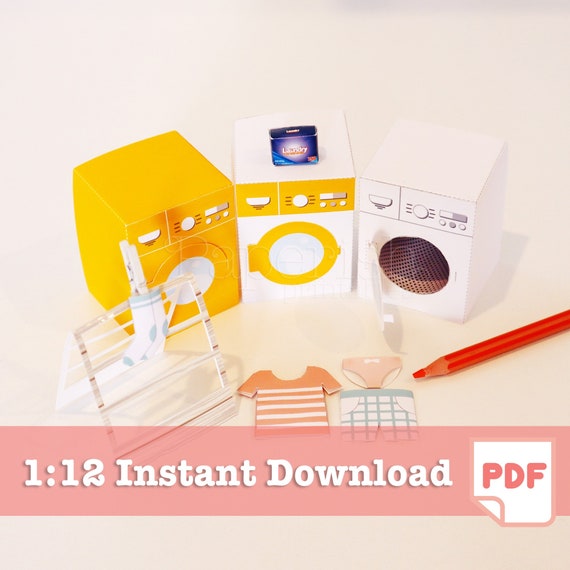 1/12 Washing Machine Miniature Printables YELLOW Dollhouse - Etsy