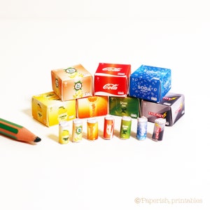 1/12 Scale SOFT DRINK Cans Miniature Printables | Dolls Food ...