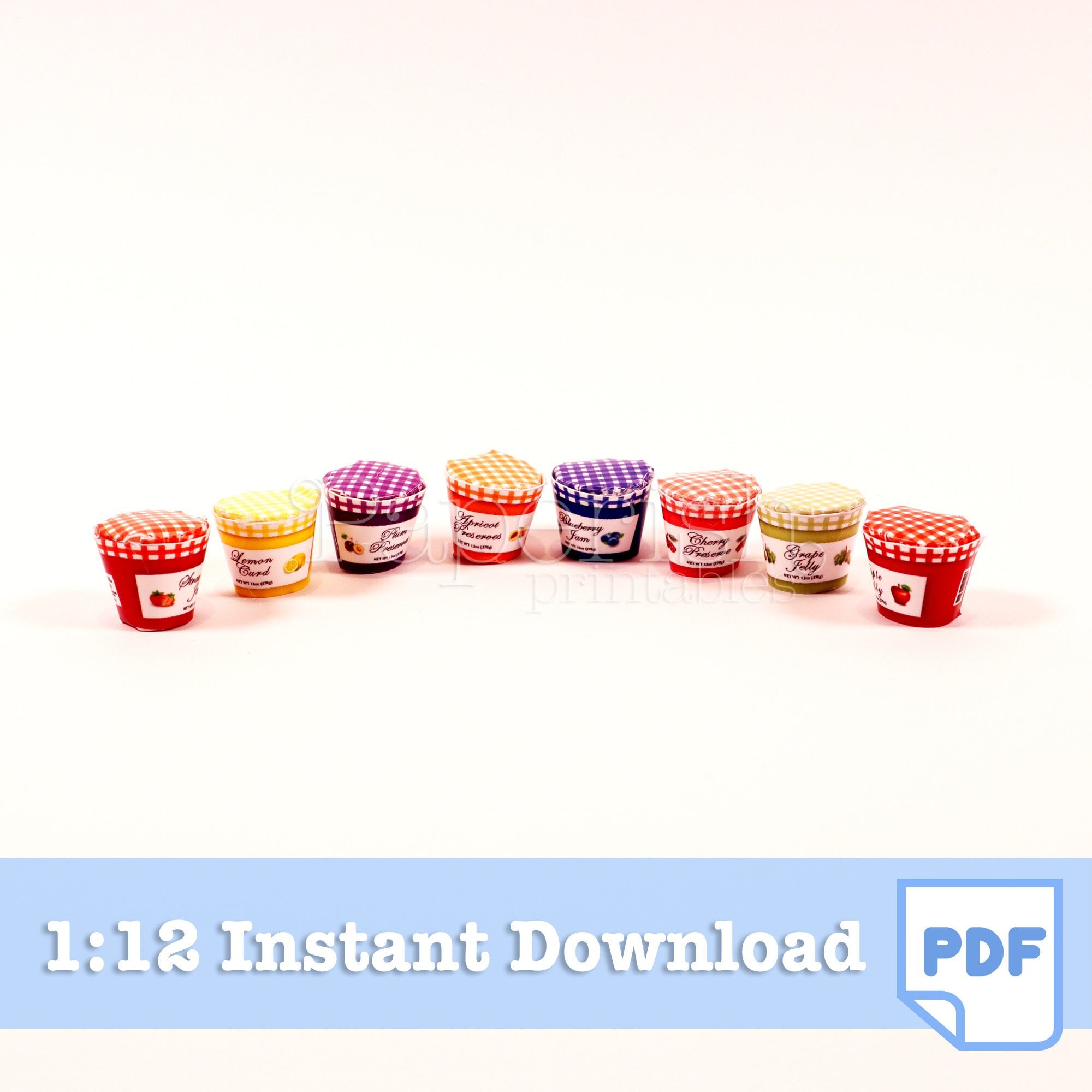 1/12 Scale JAM Jar PRINTABLE Dollhouse Kit Doll Food Printables, Doll ...