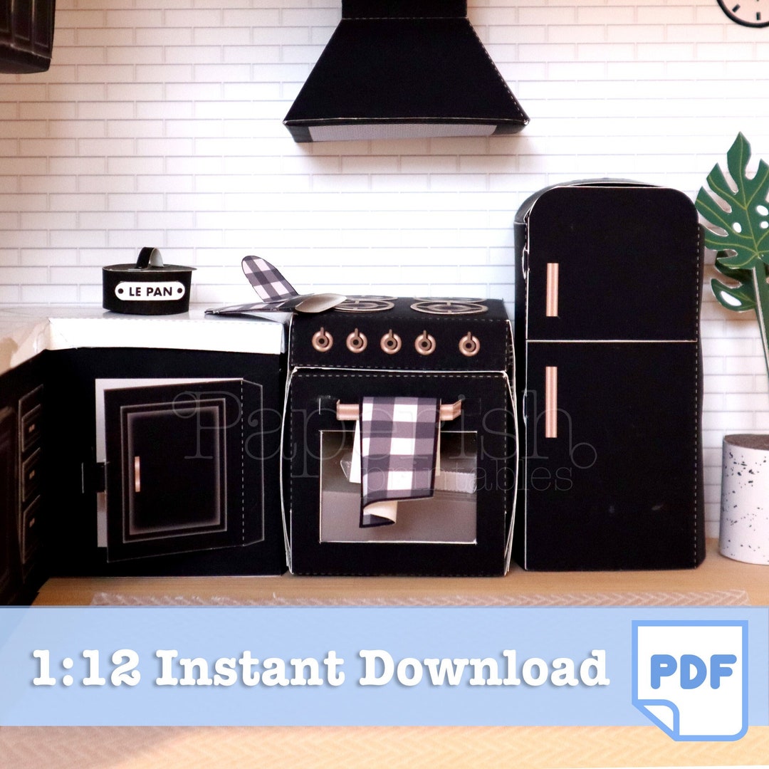 1/12 OVEN Miniature Template Black, Printable DOWNLOAD, Miniature ...