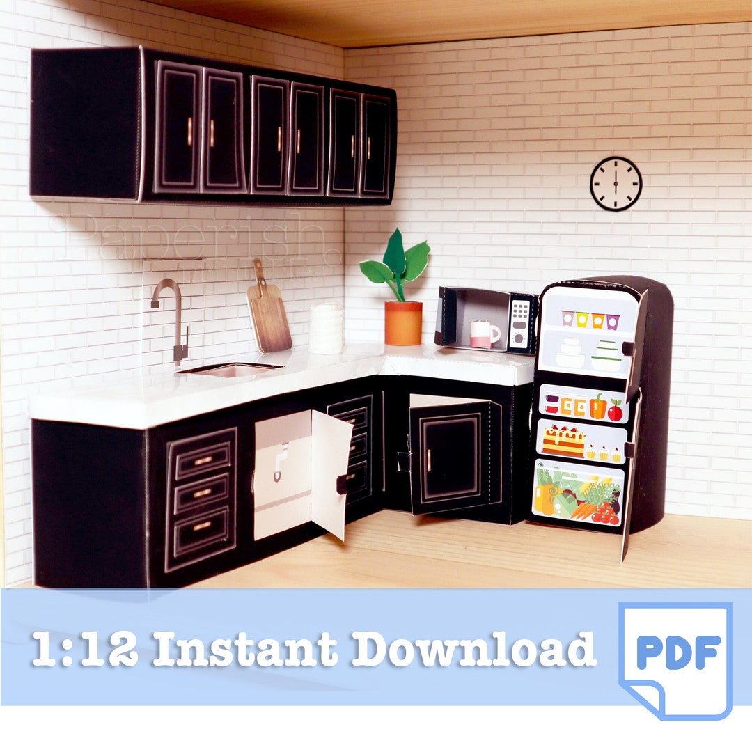 1/12 Kitchen Set Dollhouse Miniature Template, Miniature Dollhouse ...