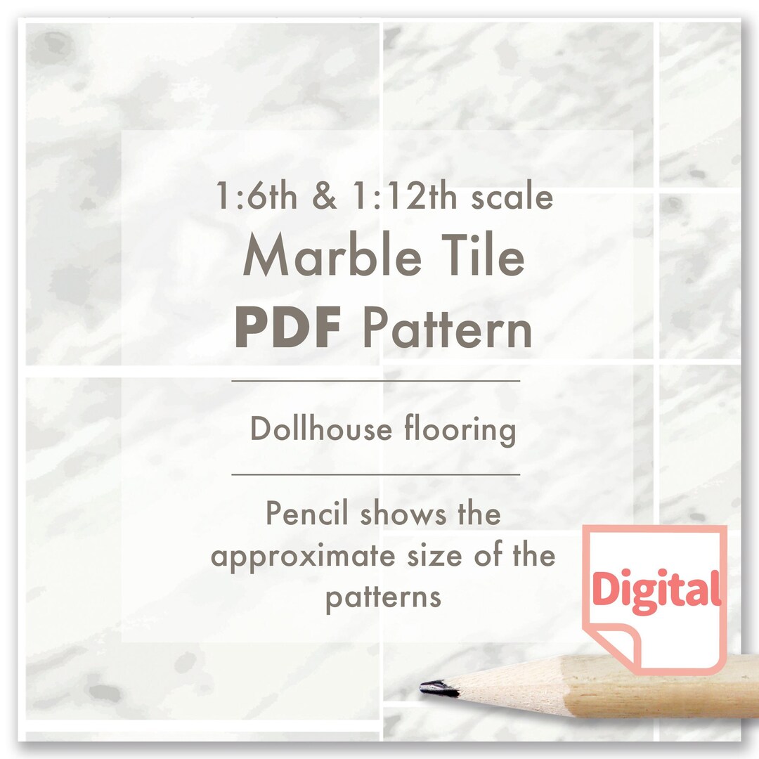 1/12 & 1/6 MARBLE Tile Pattern Dollhouse Flooring, Printable Template ...