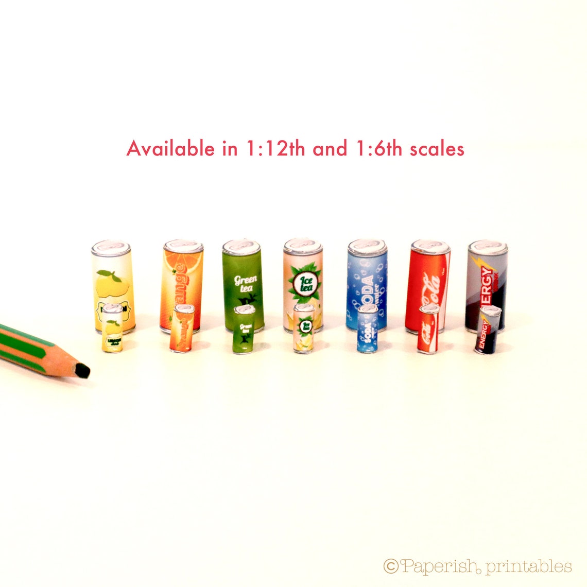 1/12 Scale SOFT DRINK Cans Miniature Printables Dolls Food Miniature ...