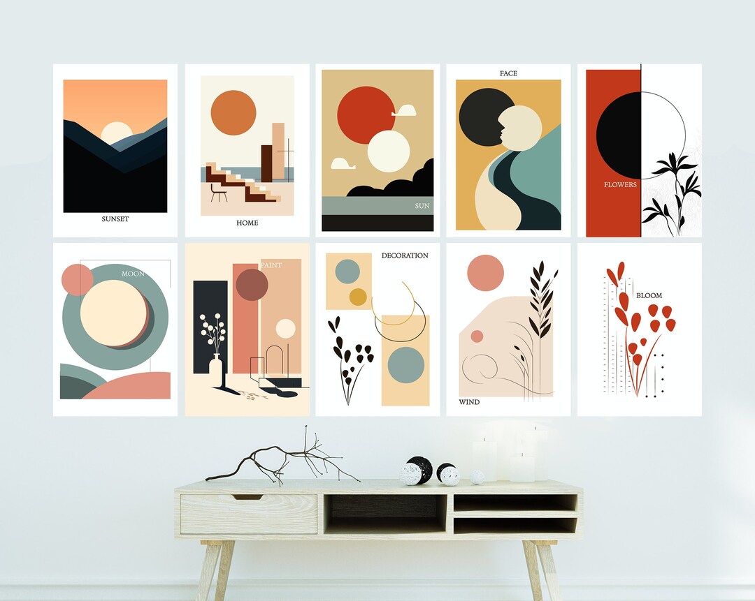 10 Minimalist Clean Posters Modern Wall Decor Contemporary and Retro ...