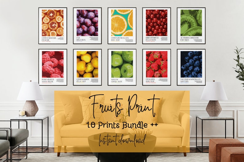 Set of 10 Vintage Fruity Posters, Wall Art, Digital Download ...