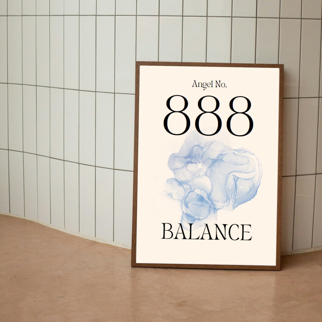 888 Angel Number, Aboundance Angel Poster, Aura Wall Art ,mystic Blue ...