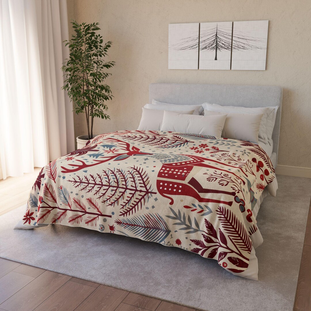 Scandinavian Christmas Blanket | Norwegian Family Style /sherpa Blanket ...