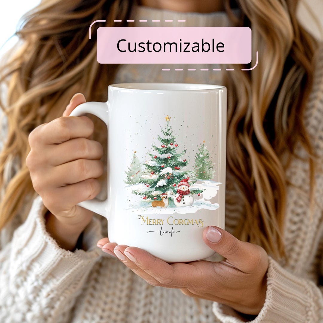 Personalized Welsh Corgi and Snowman Christmas Mug, Ideal for Corgis ...