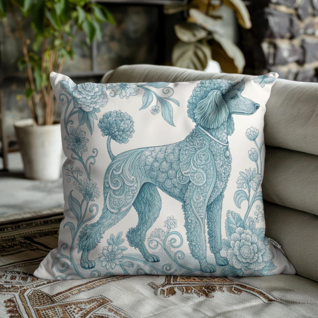 Poodle Mom Gift – Chinoiserie French Poodle Pillow Cover, Elegant Dog ...