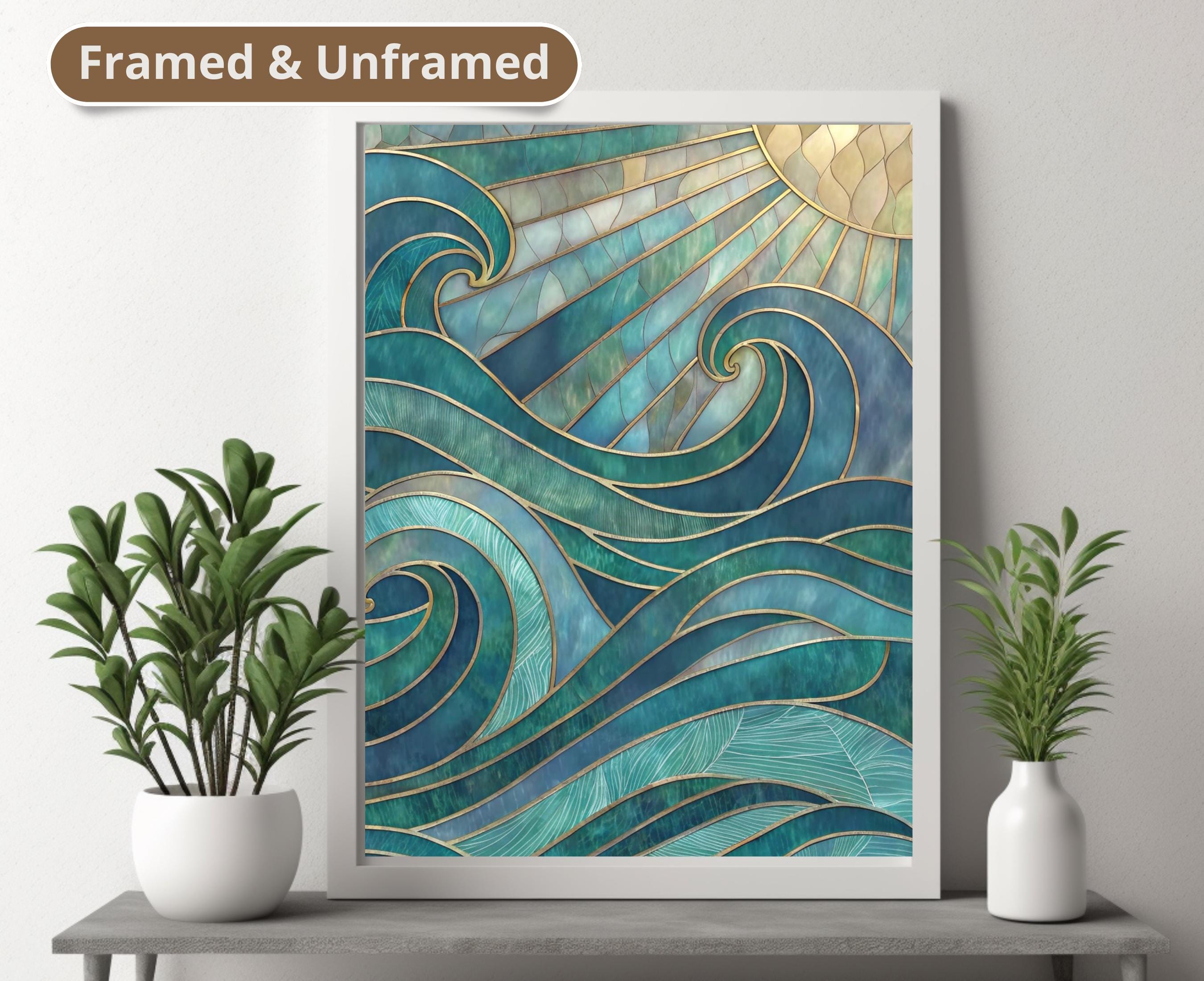 Poster Wave Stained Glass Style Poster Unique Design | Modern Art ...