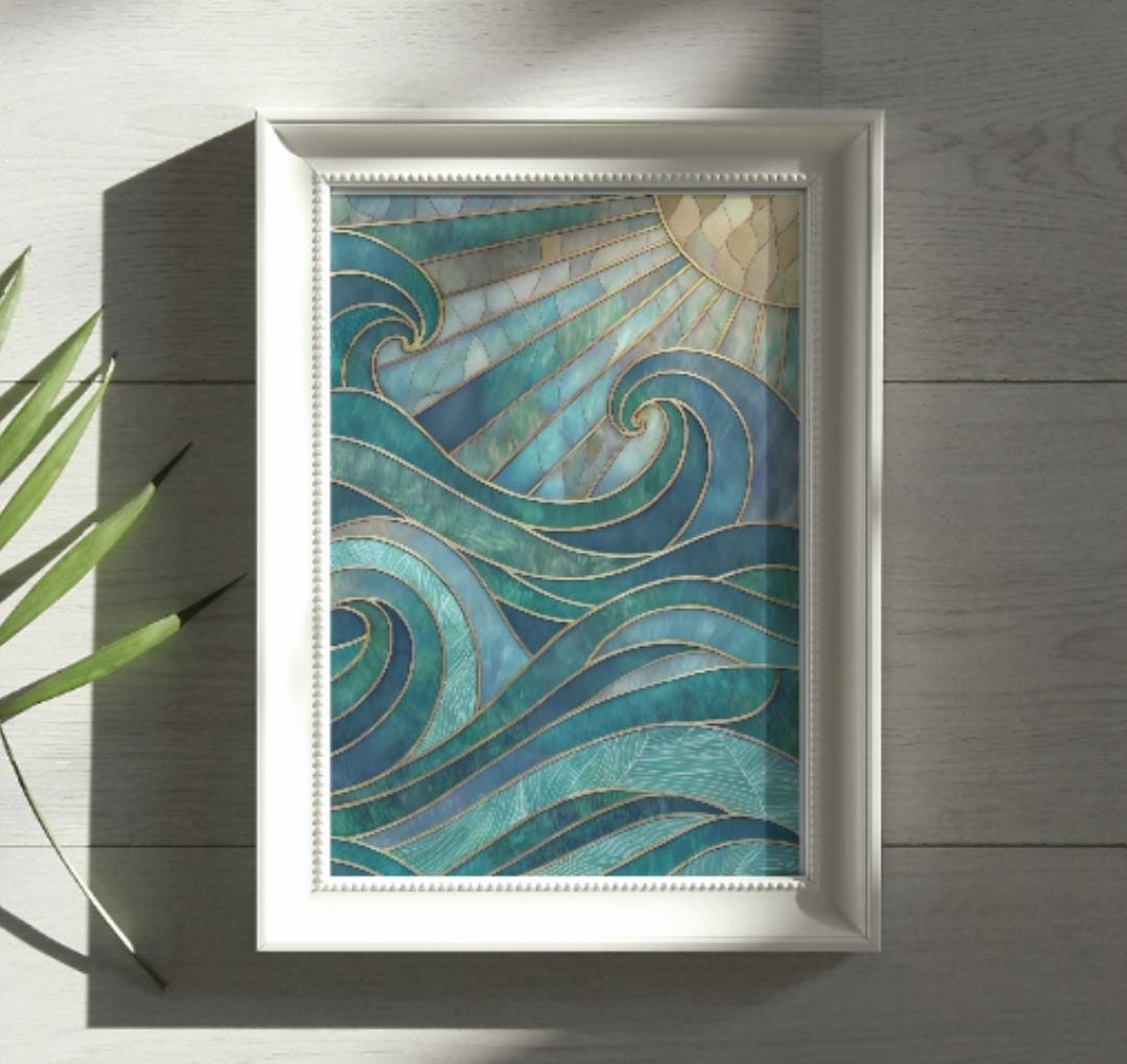 Poster Wave Stained Glass Style Poster Unique Design | Modern Art ...