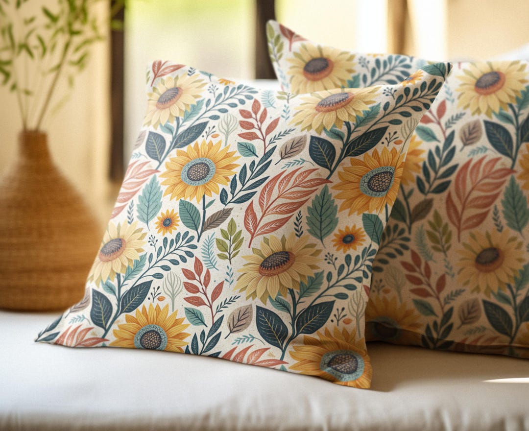 Summer Scandinavian Sunflower Cushion Cover | Indoor or Outdoor Options ...