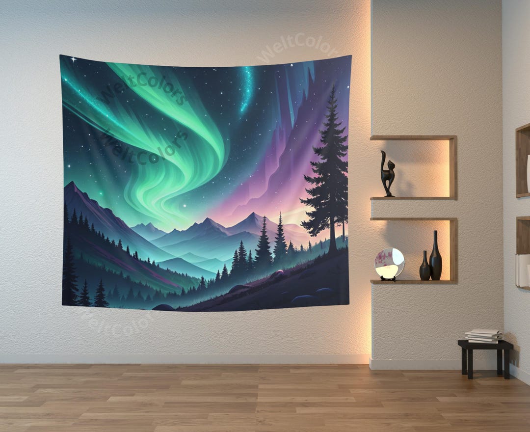 Northern Lights Indoor Wall Tapestries - Home Decor, Wall Hanging, Dorm ...