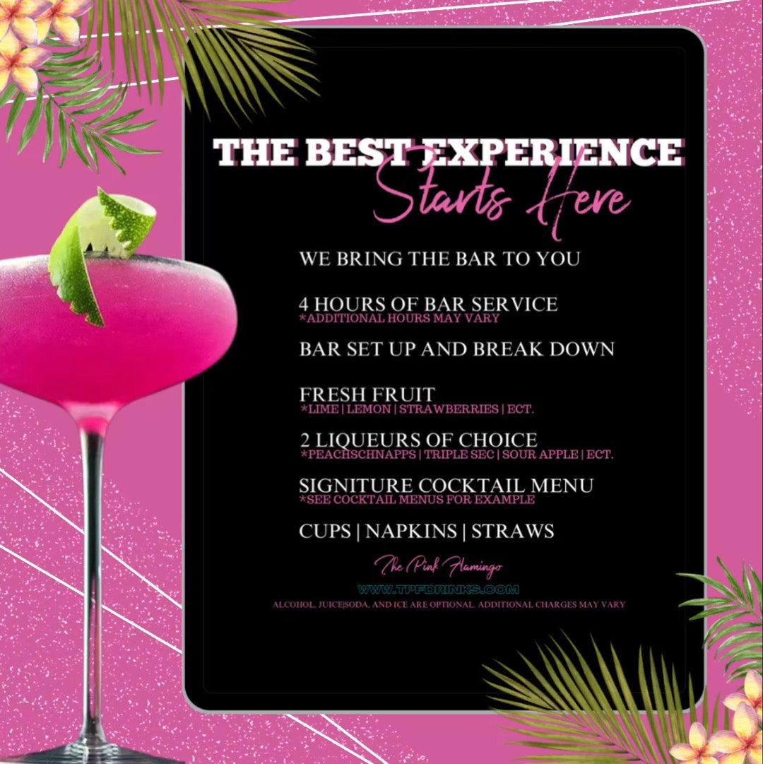 Girly Bartender Template Flyer Canva Easy Edit Template - Etsy