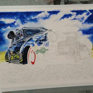 1941 Custom Chevy "bomb". Original Watercolor Painting - Etsy