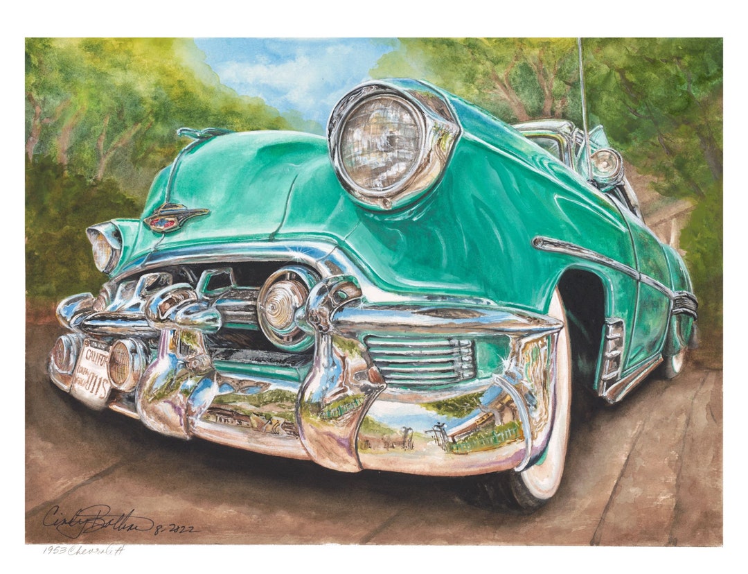 1953 Chevy "bomb" Lead Sled/lowrider. Original Watercolor Painting - Etsy