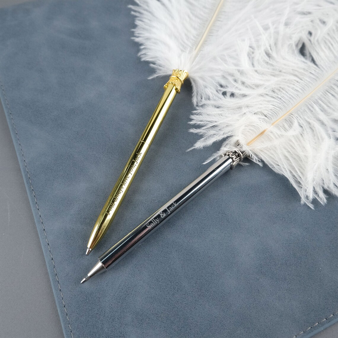Feather Pen Gold, Custom Gold Quill Pen, White Ostrich Feather Pen ...