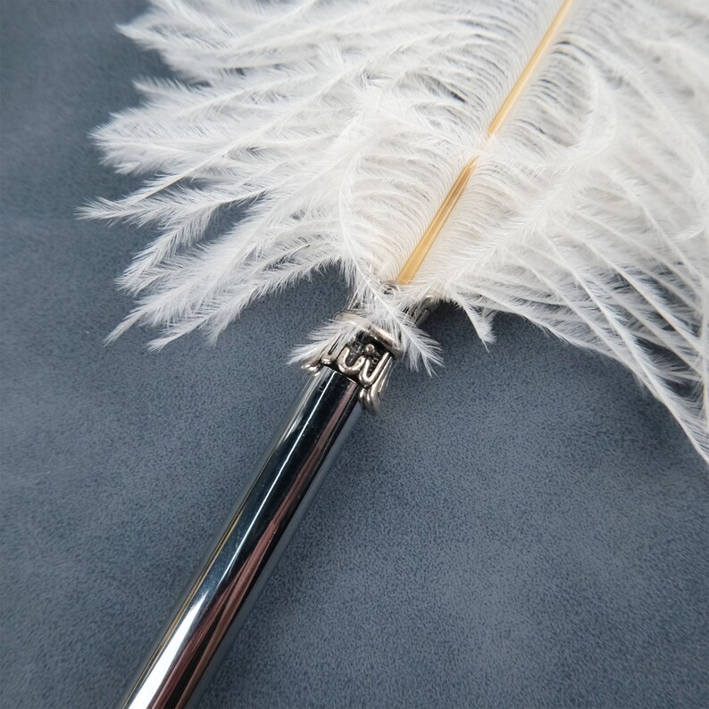 Feather Pen Gold, Custom Gold Quill Pen, White Ostrich Feather Pen ...