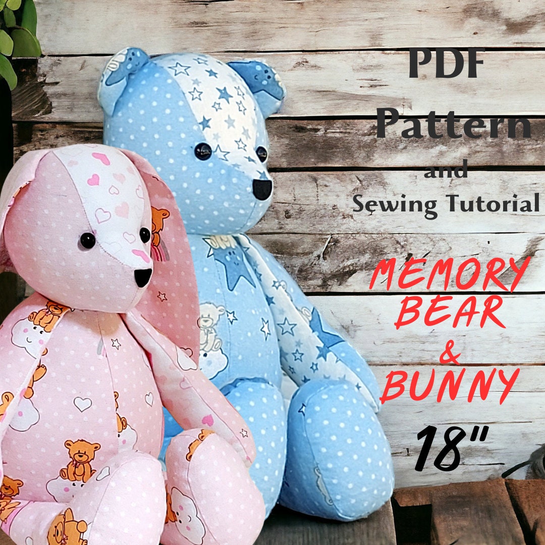 Memory Bear Bunny Pattern, Rabbit Soft Toy, Keepsake Bear Sewing ...