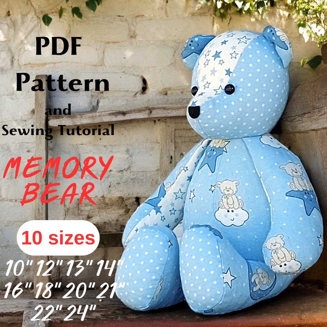 Memory Bear Pattern 10 Sizes, Keepsake Bear Sewing Pattern, Teddy Bear ...