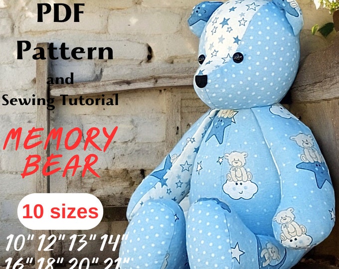 Memory Bear Pattern, Keepsake Bear Sewing Pattern, Teddy Bear, Stuffed ...