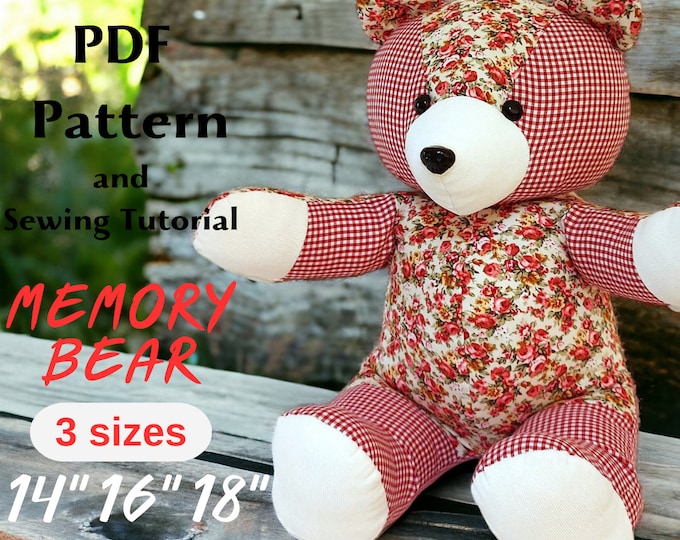 Memory Bear Pattern, Keepsake Bear Sewing Pattern, Teddy Bear, Stuffed ...