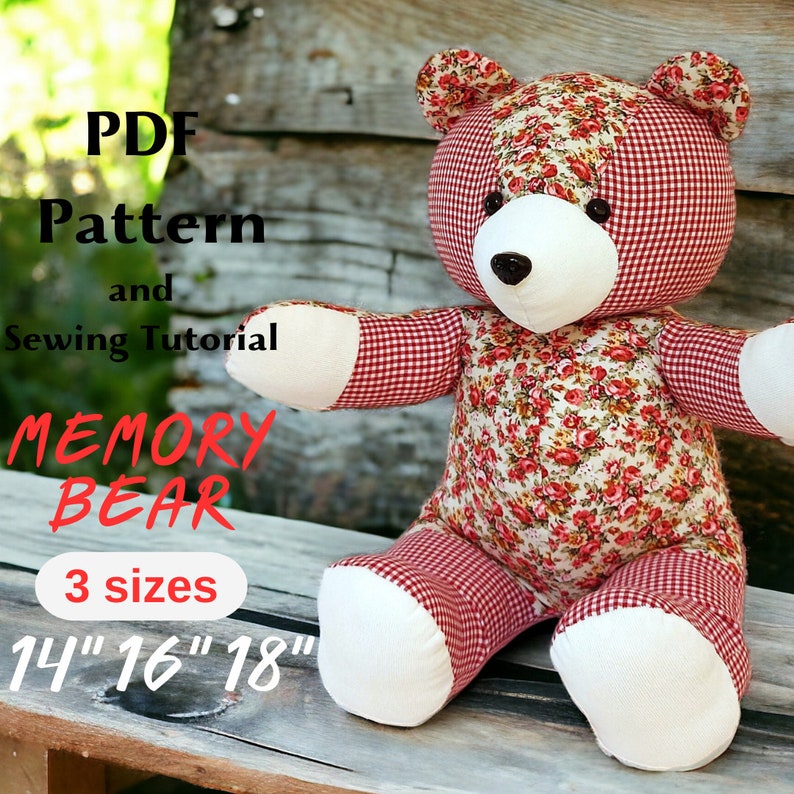 Memory Bear Pattern, Keepsake Bear Sewing Pattern, Teddy Bear, Stuffed ...