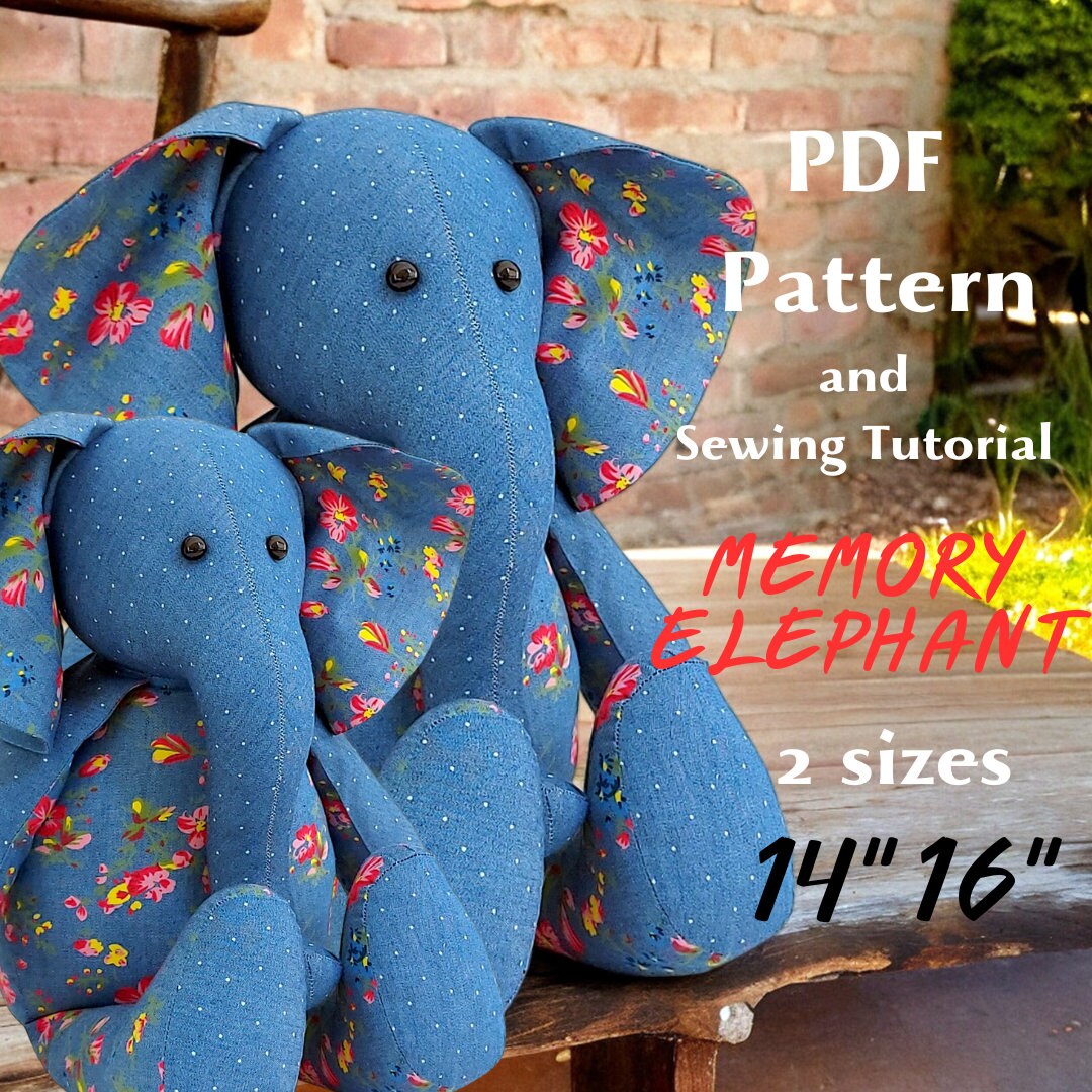 Memory Elephant, Stuffed Animal Pattern, Stuffed Elephant, Elephant ...