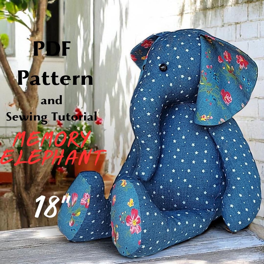 Memory Elephant Pattern 18": DIY Stuffed Animal Sewing (PDF Pattern) - Etsy