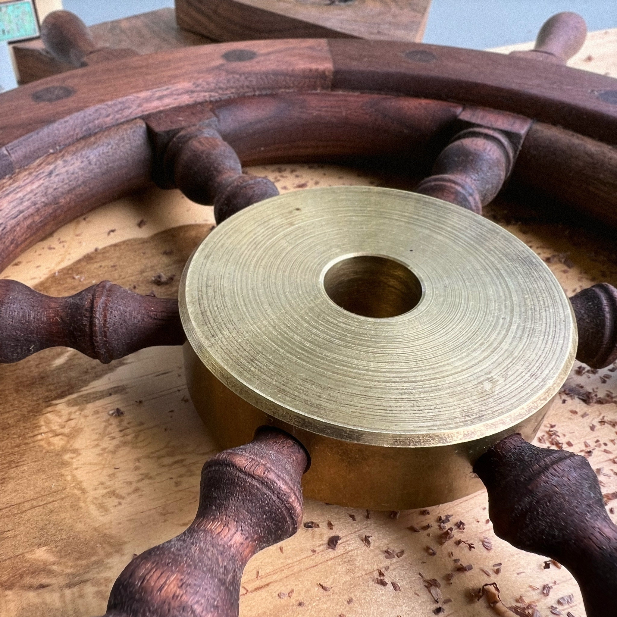 Walnut Ship Wheel - Handmade Decor - Etsy