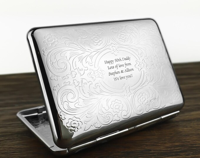 Personalised Cigarette Case With Engraved Message. Business Card Holder ...